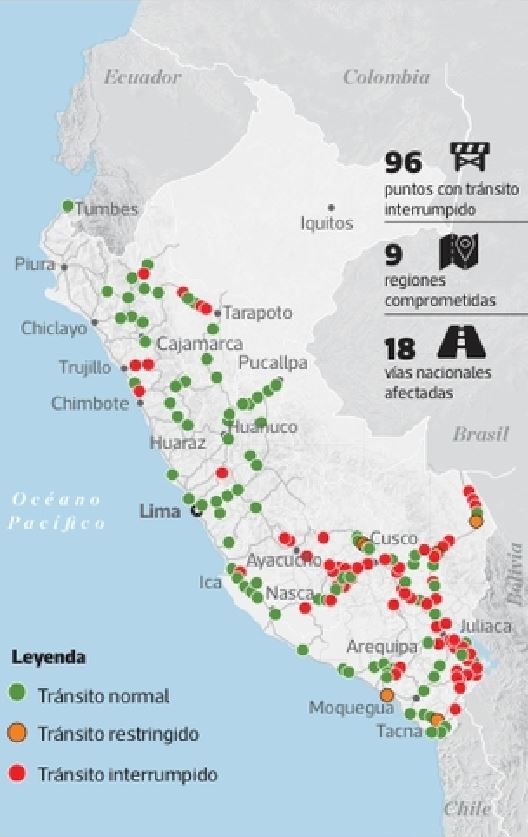 Sutrán Registró Cerca De Cien Bloqueos De Carreteras En Nueve Regiones